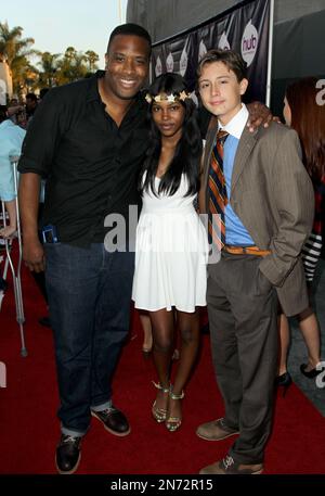 From left, actors Elan Garfias, Imari Williams and Diamond White attend ...
