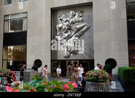 The cast stainless steel low relief pane "News" by Isamu Noguchi, on ...