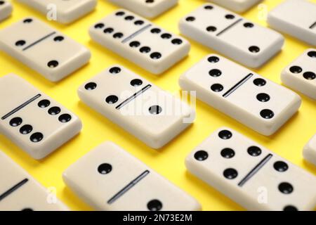 Set of classic domino tiles on white background, closeup Stock Photo ...
