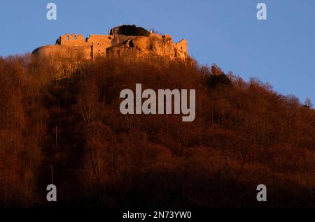 Hohenneuffen Castle, Hohen Neuffen, Abendrot, Neuffen, Baden ...