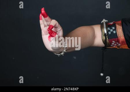 A close up of Hand gestures of an Odissi dancer, Indian classical dance ...