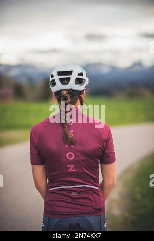 Professional triathlete with her time trial bike / Time Trial Bike in ...