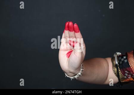 A close up of Hand gestures of an Odissi dancer, Indian classical dance ...