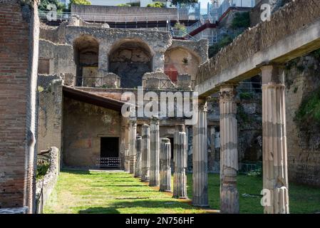 Yard of the Palestra in ancient Herculaneum, Southern Italy Stock Photo ...