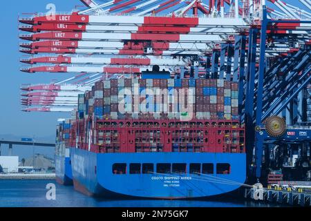 The Cosco Shipping Andes vessel in the background as Anthony Otto, is ...