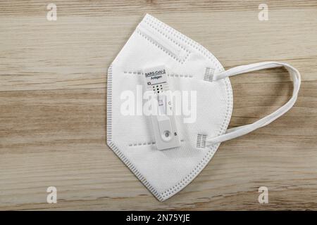FFP2 mask, Rapid SARS-CoV-2 antigen test cassette with negative test ...