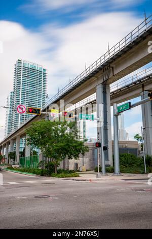 Miami Florida Brickell Metrorail Train Station mass transit rail ...