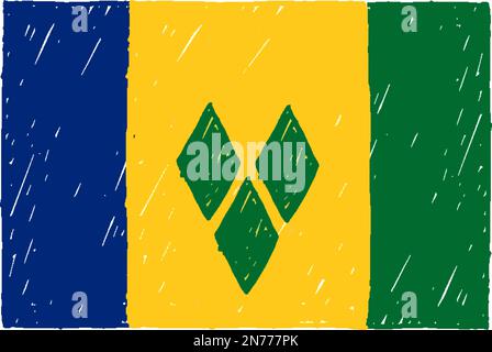 Saint Vincent and The Grenadines Flag Pencil Color Sketch Illustration ...