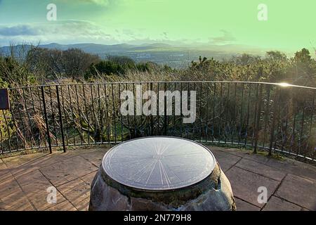 Observation deck map disc with land marks sights named Hilltop ...