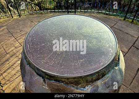 Observation deck map disc with land marks sights named Hilltop ...