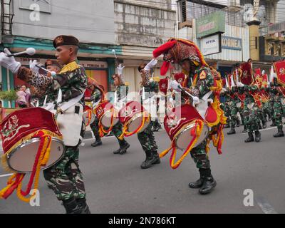 Indonesian National Armed Forces marching band parade on the main ...