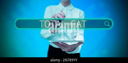 Sign displaying Total Fat. Internet Concept combined value of the ...
