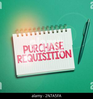 Text caption presenting Purchase Requisition. Concept meaning document ...