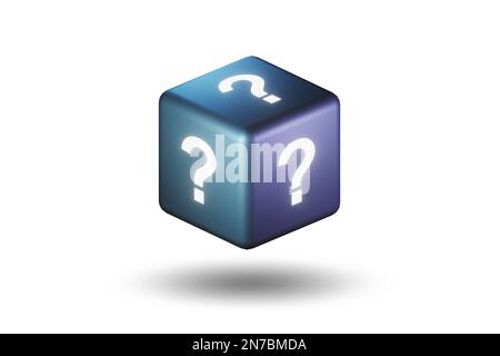 Cube with question marks on its sides Stock Photo - Alamy