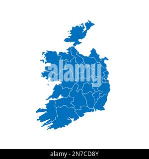 Vector blank map of Ireland with counties and administrative divisions ...