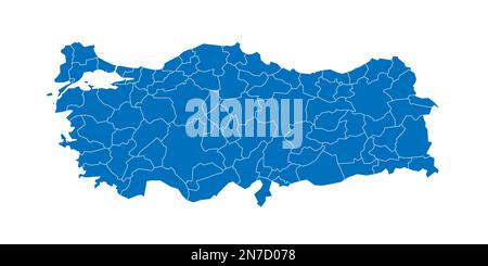 Turkey Vector Map of regional vector White Color Study Stock Vector ...