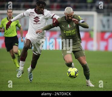 Theo Hernandez of Ac Milan and Stephane Singo of Torino Fc during the ...