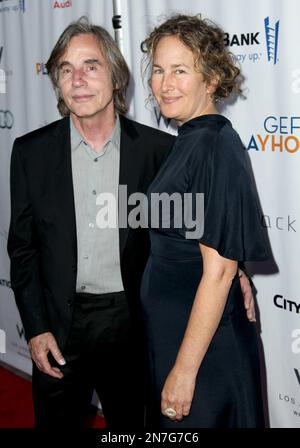 Jackson Browne, left, and Dianna Cohen arrive at the Backstage at the ...