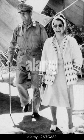 General Douglas MacArthur with his wife Jean and son Arthur IV as they ...