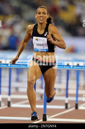 Lolo Jones of the US competes in the women's 100m hurdles at the IAAF ...