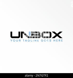 Letter or word UNBOX sans serif font with cut flip recycle image ...