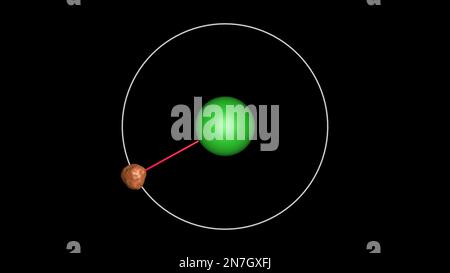 Centripetal force. Object revolving around a center. 3d render ...