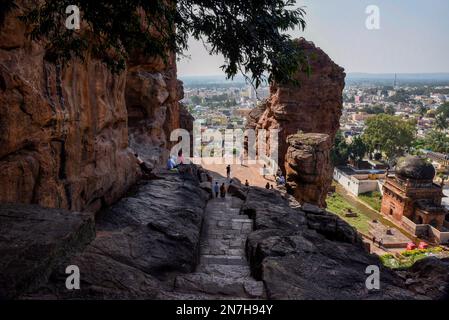 Badami cave temples which are a complex of Hindu and Jain cave temples ...