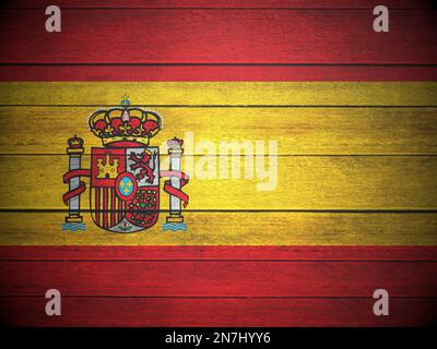 flag of Spain painted on wooden frame Stock Photo - Alamy