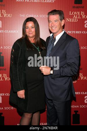 Actor Pierce Brosnan, right, and journalist Keely Shaye Smith, left ...