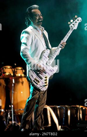 Electric bass and vocalist Hernan Hernandez of the norteno band Los ...