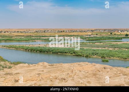 Overlook over the Tigris river from the Unesco site the old Assyrian ...