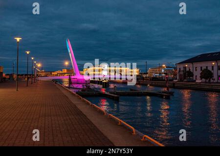 New movable pedestrian bridge over the Admiral Basin, connecting ferry ...