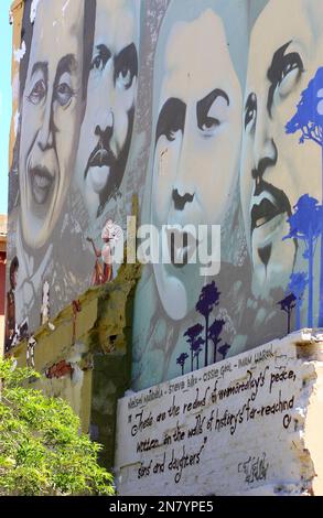 Mural of Nelson Mandela, freedom fighter and former president, Central ...