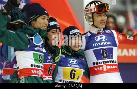 (L-r) Daiki Ito, Yuki Ito, Sara Takanashi and Taku Takeuchi of Japan ...
