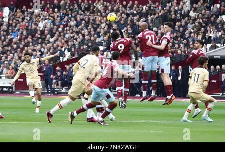Reece James of Chelsea takes a free kick during the Premier League ...