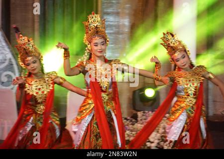 Indonesian perform kenyo dance. Kenyo dance is one of Indonesian ...