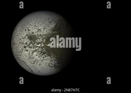 Digitally generated photograph of Iapetus, one of the moon of Saturn ...