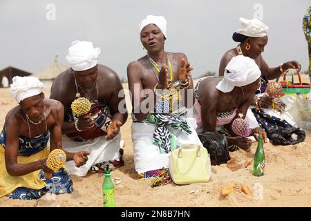 Voodoo festival Benin, Ouidah at the beach, rituals, dancing, singing ...