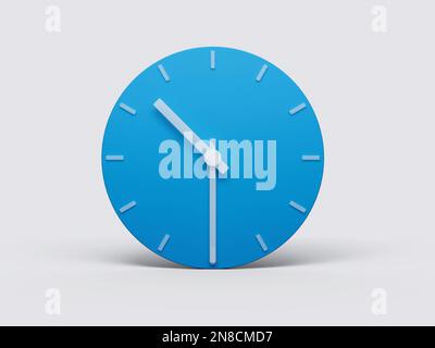 Minimalist wall clock on blue background. Time management. Coffee break ...