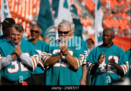 Former Miami Dolphins team of 1972, Larry Ball (51) and Charles Babb ...