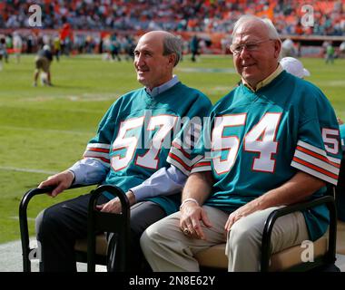 Former Miami Dolphins team of 1972, Larry Ball (51) and Charles Babb ...