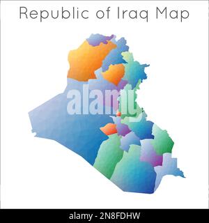 Map of Republic of Iraq. Low poly illustration of the country. Purple ...