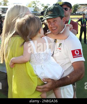 Australia's Ricky Ponting with his wife Rianna and daughters Emmy ...