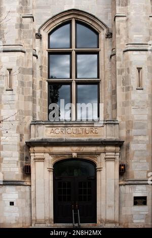 Entrance to the historic Agriculture Building of University of Arkansas ...