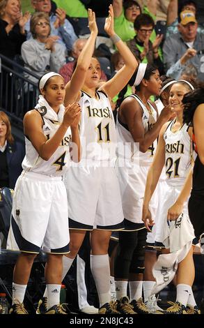 Notre Dame players from left, Skylar Diggins, Natalie Achonwa, Jewell ...