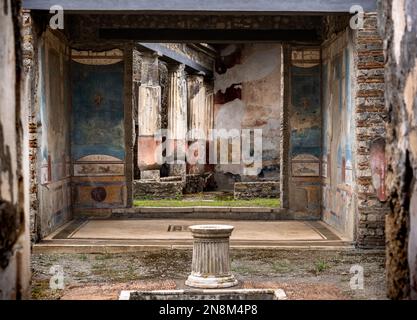 Ancient fresco in the atrium of the Casa di Casca Longus (also known as ...