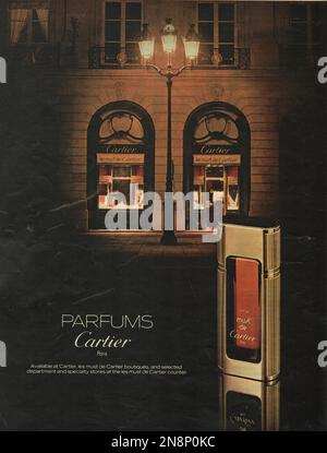 Parfums Cartier vintage magazine advertisement of Cartier parfums Stock ...