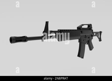 Assault Rifle weapon minimal 3d rendering on white background Stock ...