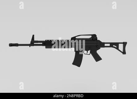 Assault Rifle weapon minimal 3d rendering on white background Stock ...