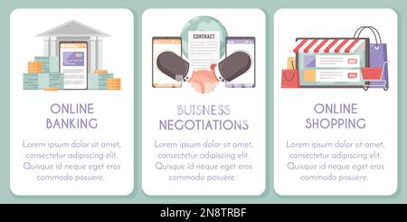 Digital transformation flat banner vertical set with digitalization ...